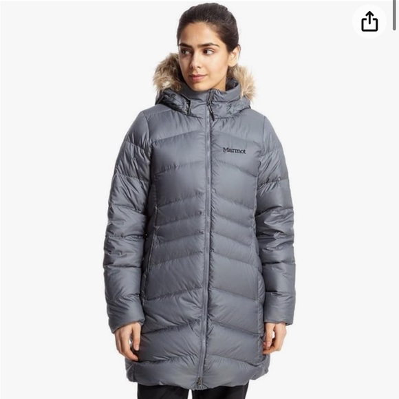 Marmot | Jackets & Coats | Marmot Womens Montreal Down Long Puffer Fur Hood Parka In Grey Size ...